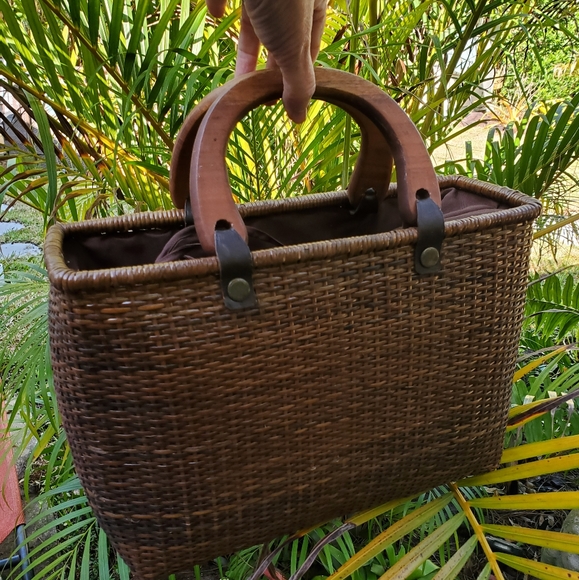 Bags | Vintage Wicker Tiki Tote Bag | Poshmark